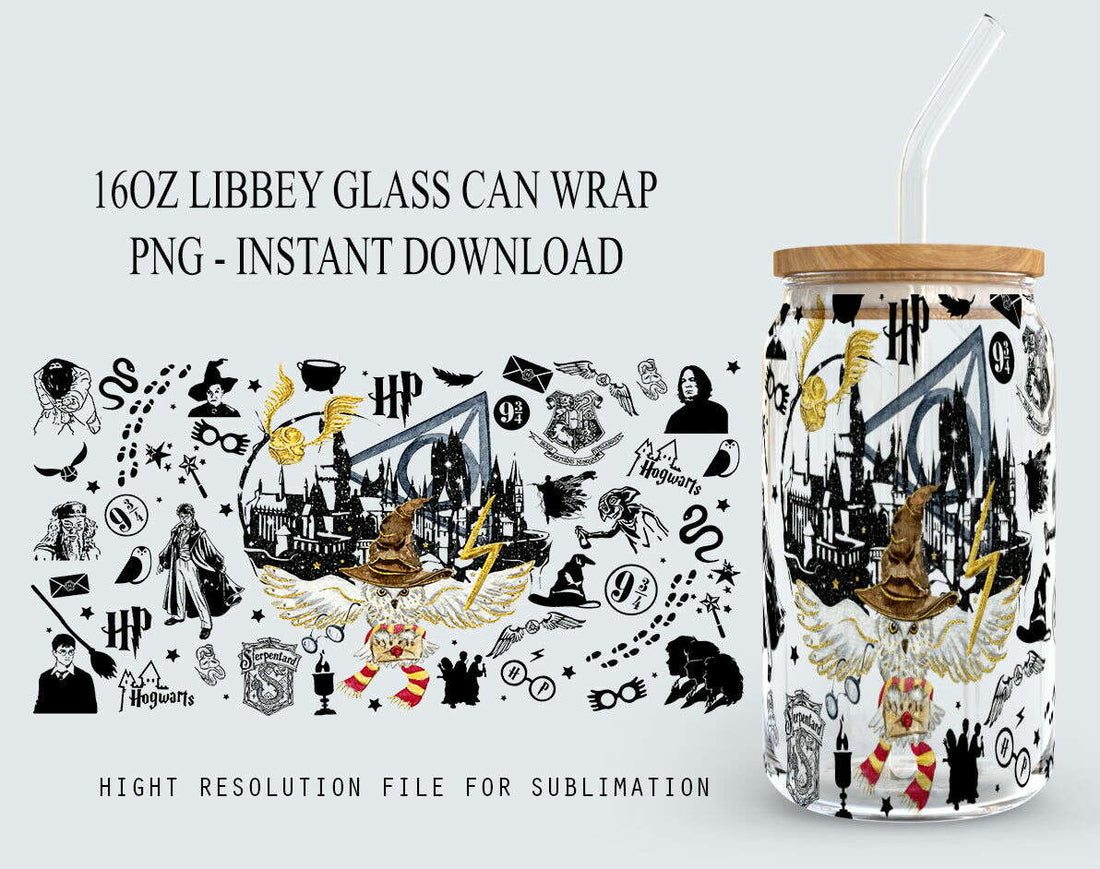 Harry Potter PNG, Libbey Glass PNG, Can Glass Wrap, Hogwarts Design ...